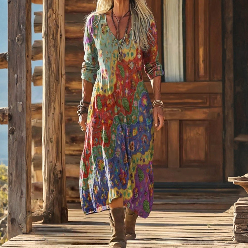 【Long Sleeve】Vintage Colourful Dress – Susan Julie