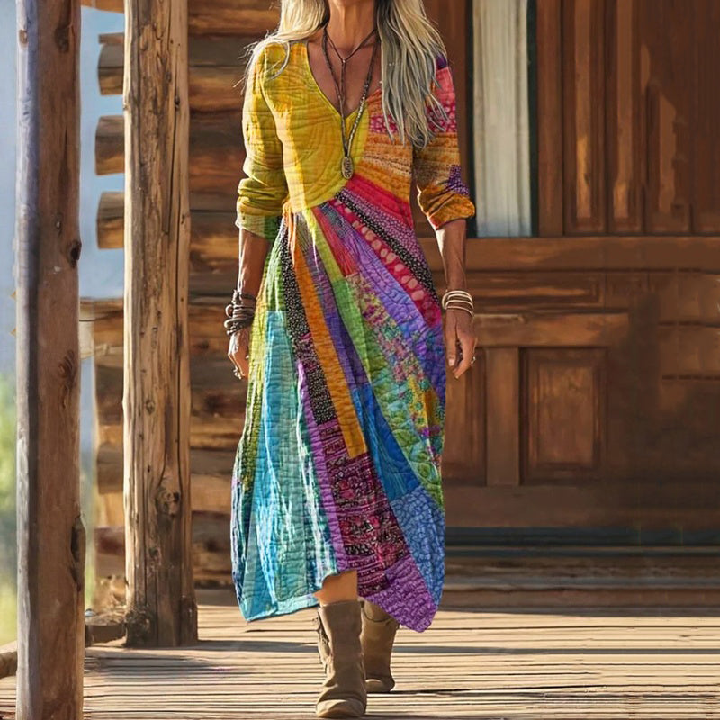 【Long Sleeve】Vintage Colourful Dress – Susan Julie